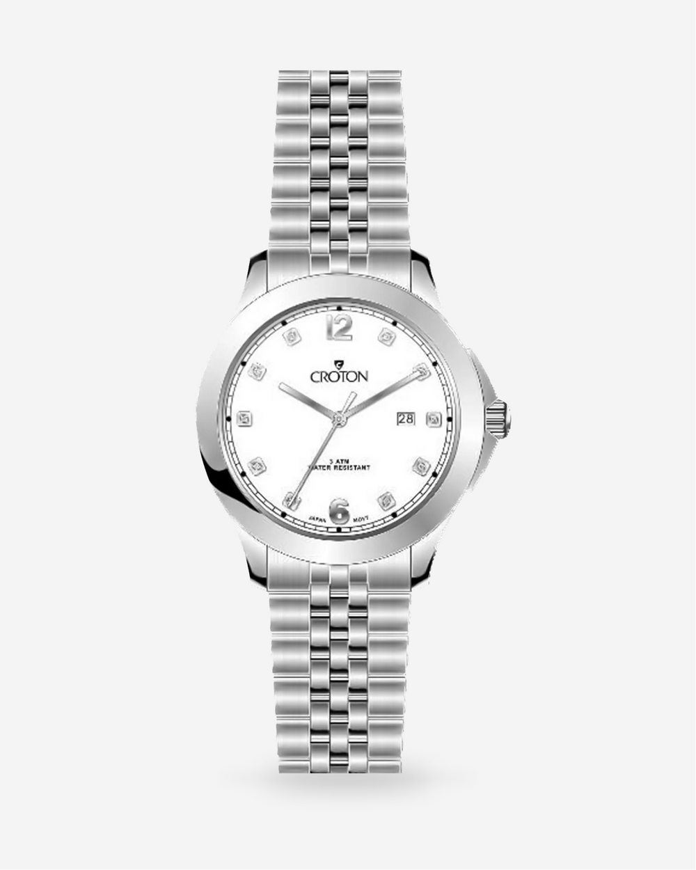 Croton's Ladies Stainless Steel Watch with Diamond Markers