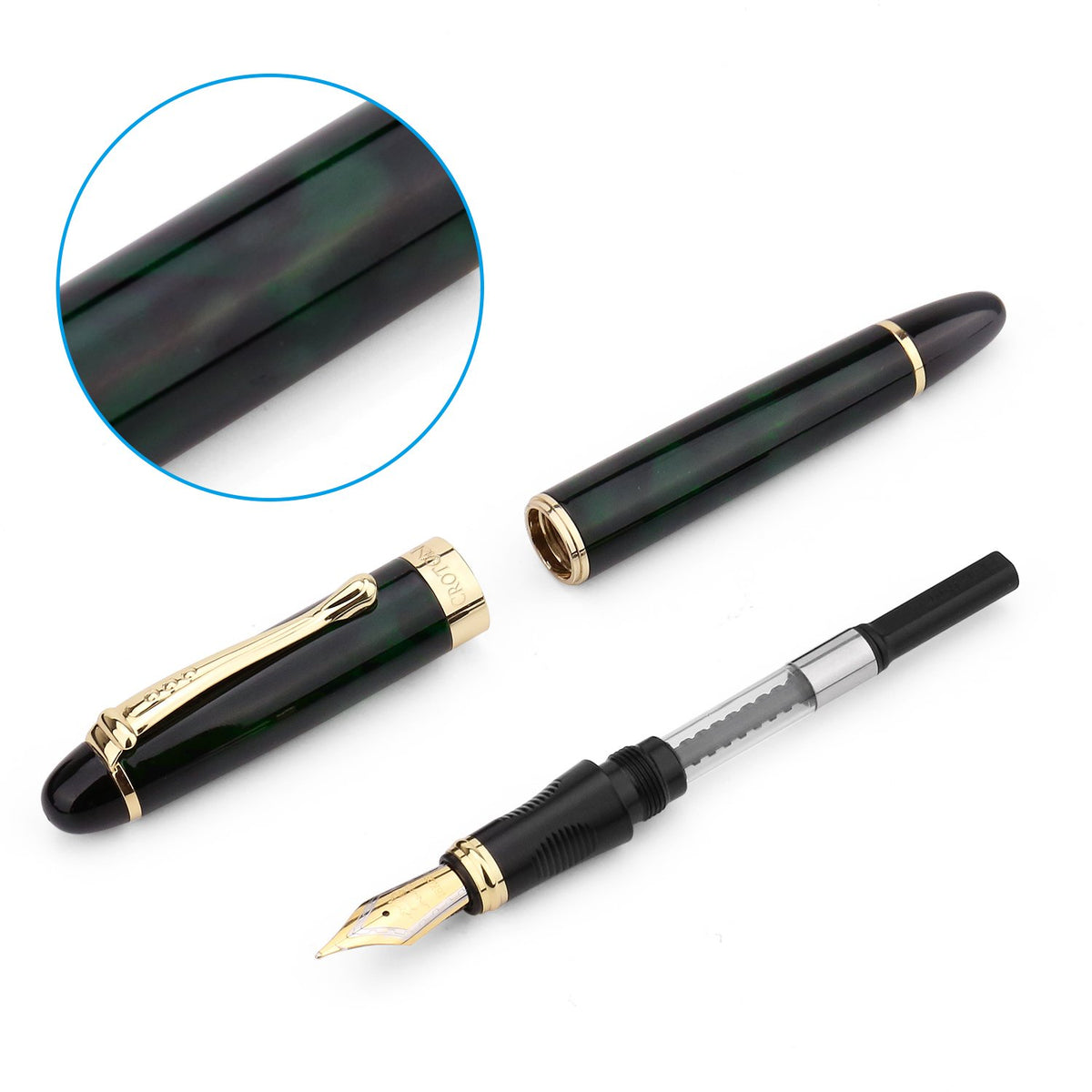 Croton Fountain Pen Green Marbleized