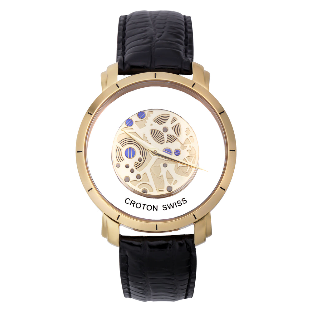 Croton Men's "Circuit Breaker" Swiss Quartz See-Through Dial Watch